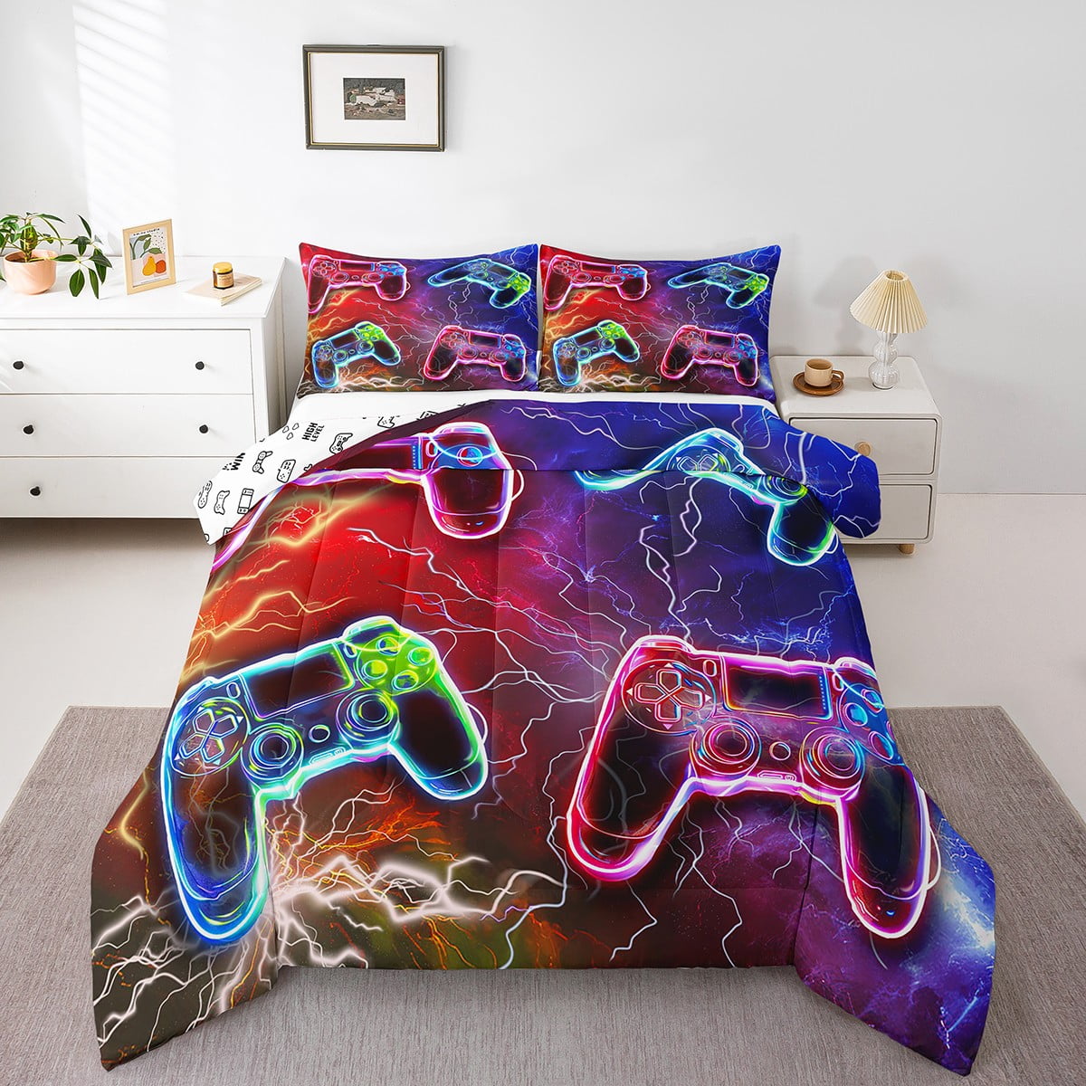 Gaming Comforter Set - Gamer Comforter Boys Twin Bedding Sets for Boys ...
