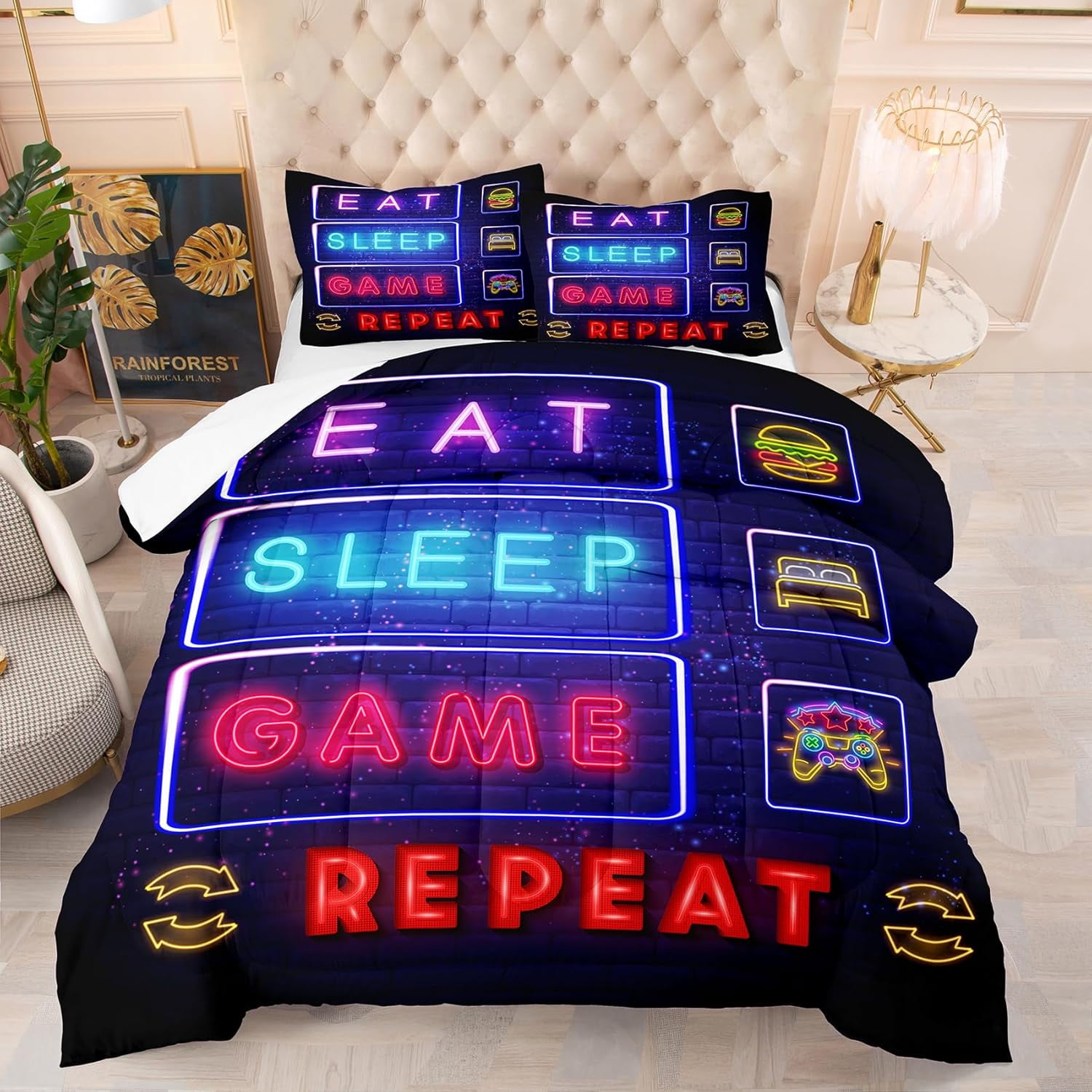 Gaming Comforter Sets for Boys Full Size Bedding Sets for Boys Gamer ...