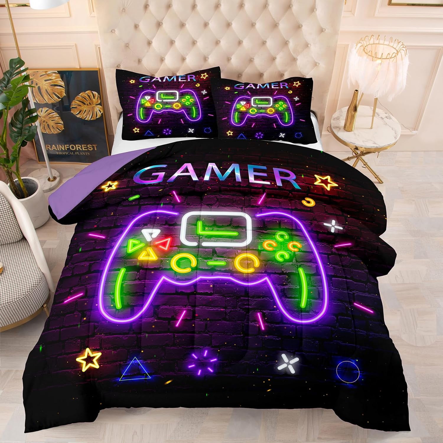 Gaming Comforter Sets for Boys Full Size Bedding Sets for Boys Gamer ...