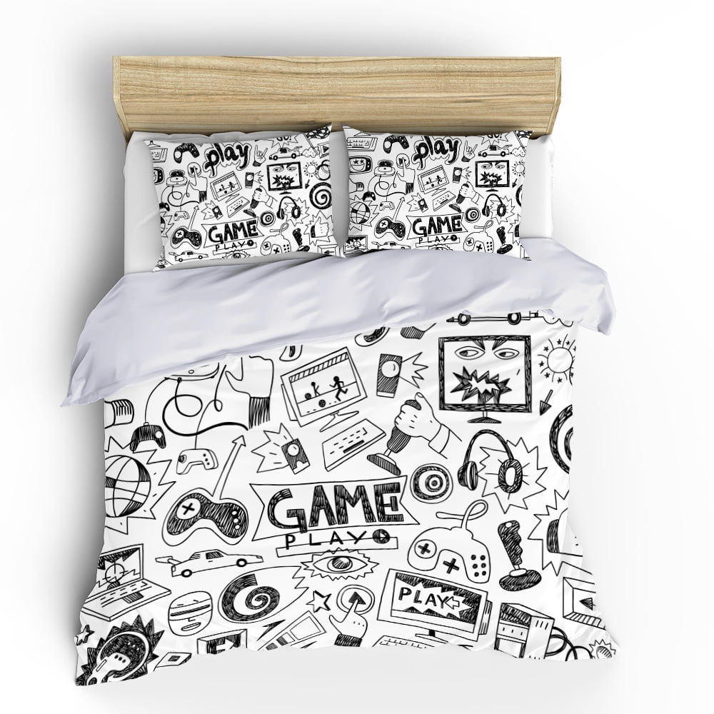 Gaming Comforter Sets for Boys Teen Queen Size,Kids Video Games Bedding ...