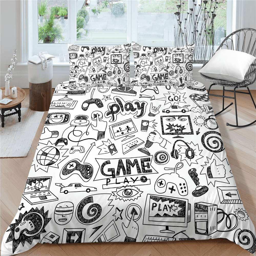 Gaming Comforter Sets for Boys Teen Queen Size,Kids Video Games Bedding ...