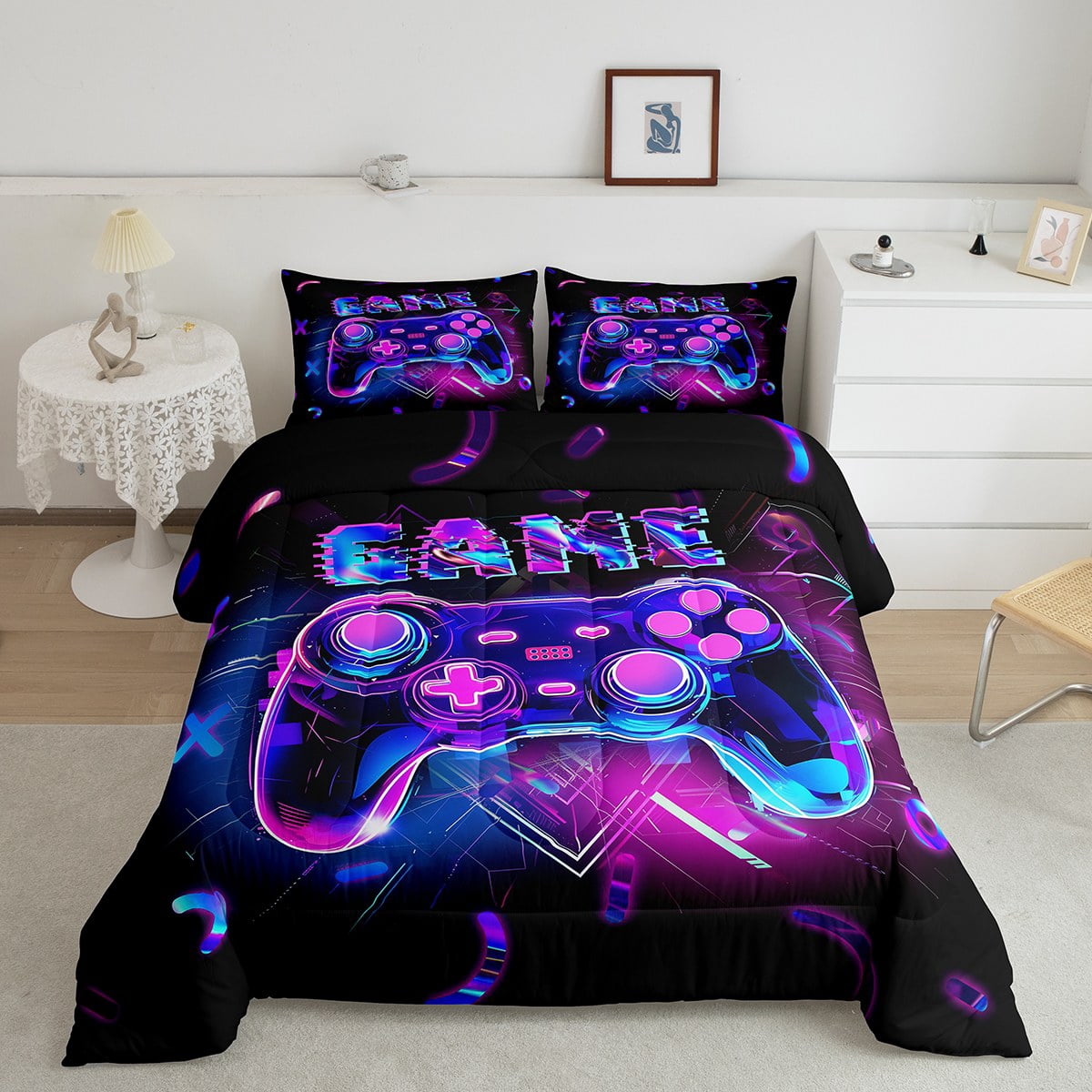 Gaming Comforter Set Gamer Twin Bedding Sets ,3D Gamepad Quilt Game ...