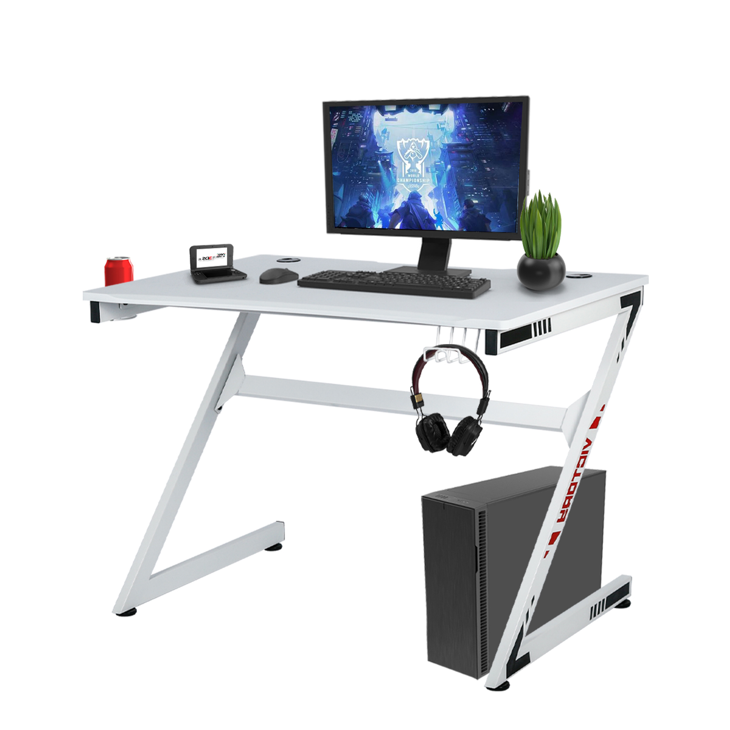 Gaming Computer Desk 43 Inch Computer Table Z Shape with Headphone Hook ...
