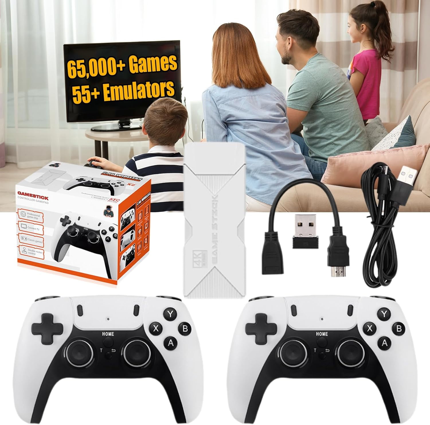 Gaming Console, Retro Game Stick - 65,000+ Games/55+ Emulators, 4K ...