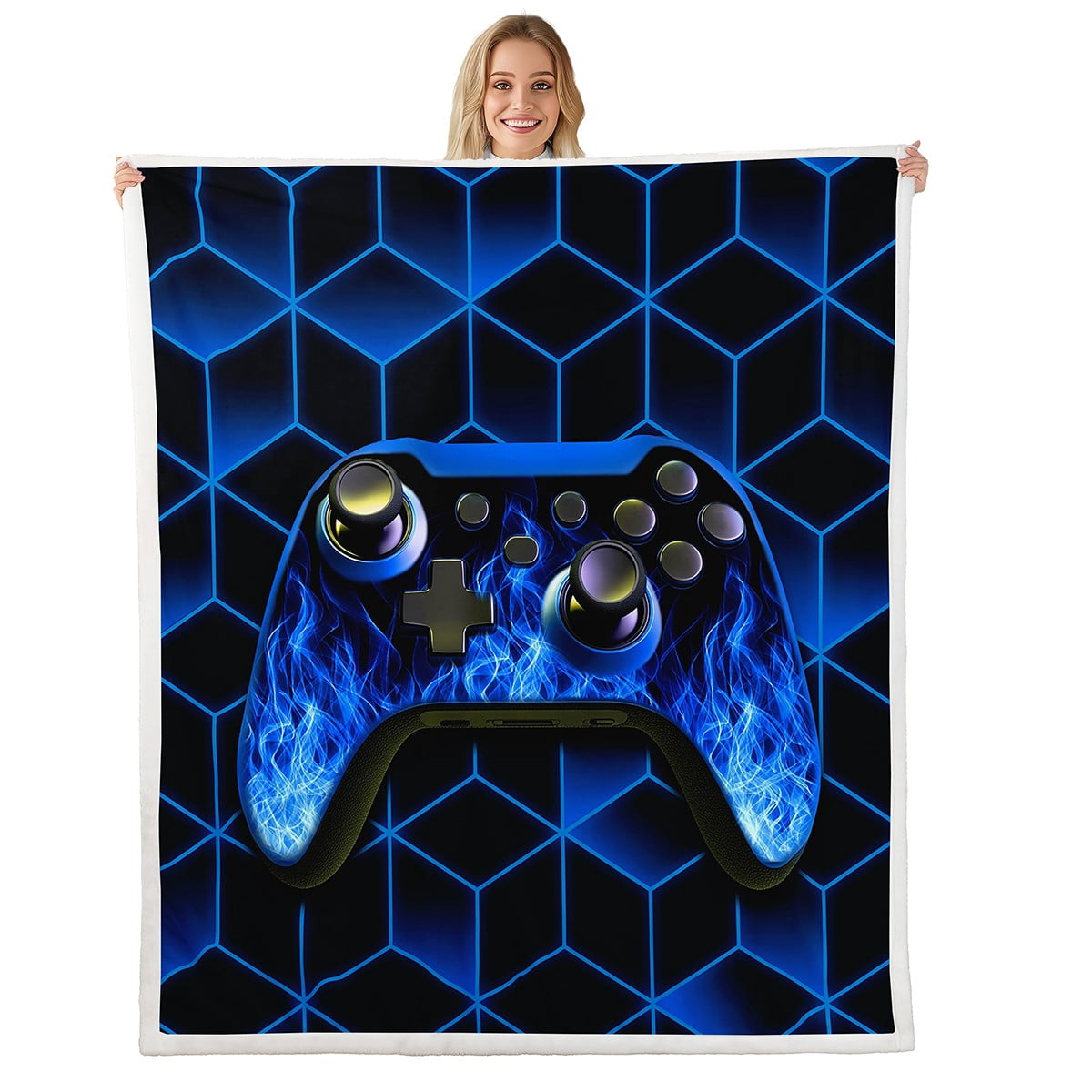 Gaming Consoles Blanket Neon Geometry Video Game Throw Blanket 60"x80 ...