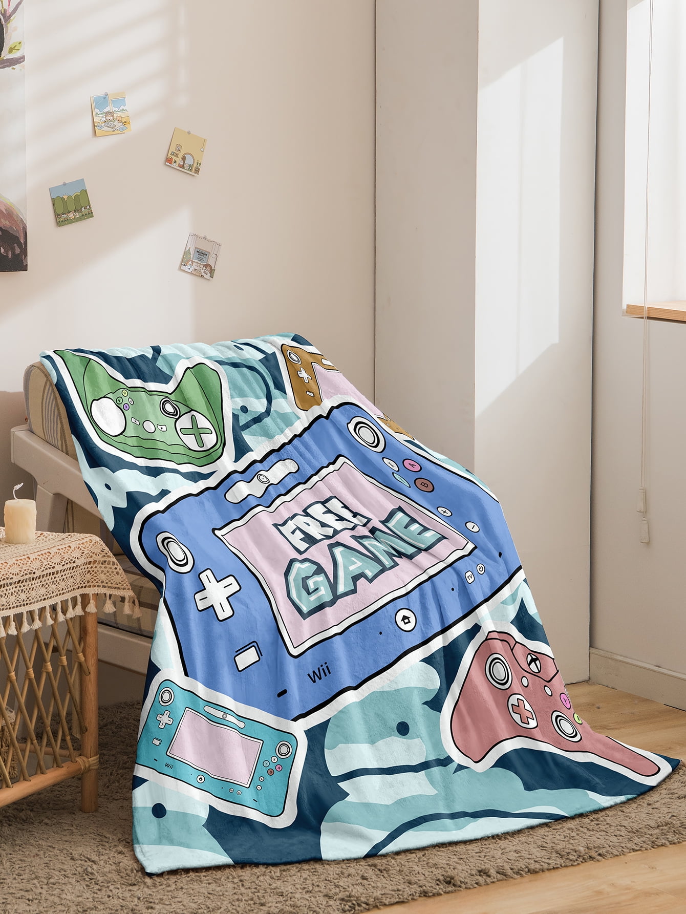 Gaming Controller Glowing Throw Blanket Gamer Plush Blankets and Throws ...