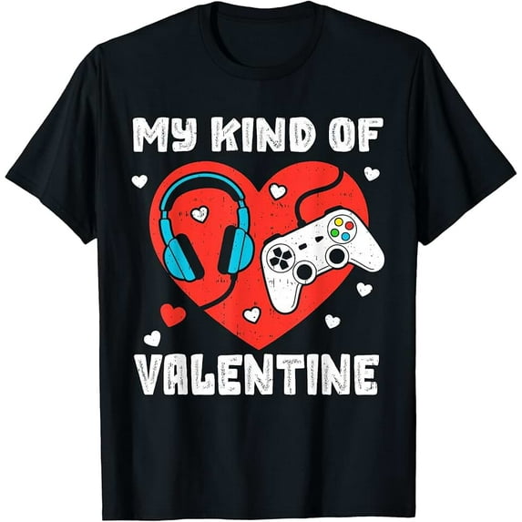 Gaming Controller Headphone Heart Gamer Men Short Sleeve Graphic T ...
