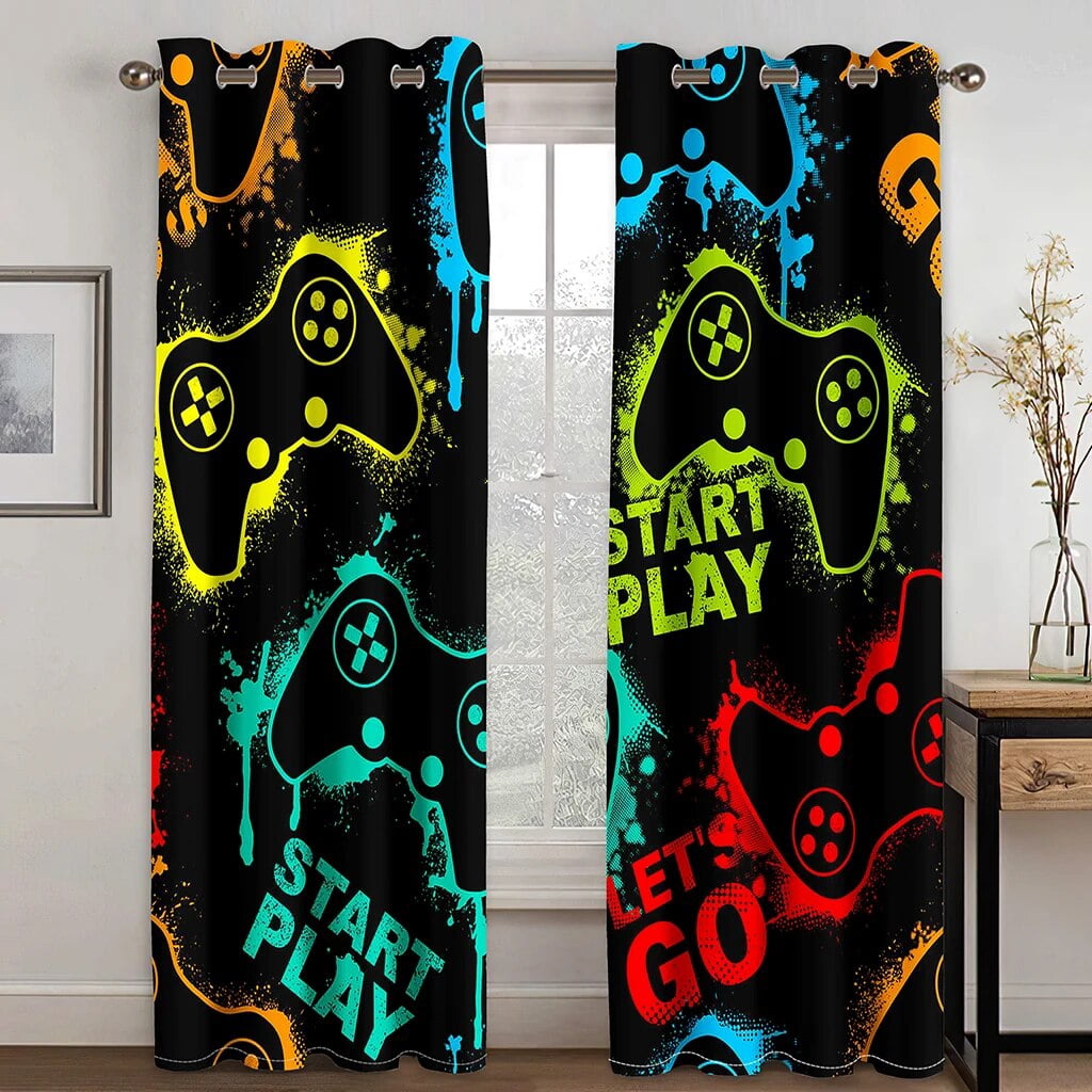 Gaming Controller Pattern 3D Digital Printed Curtain Living Room Gaming ...