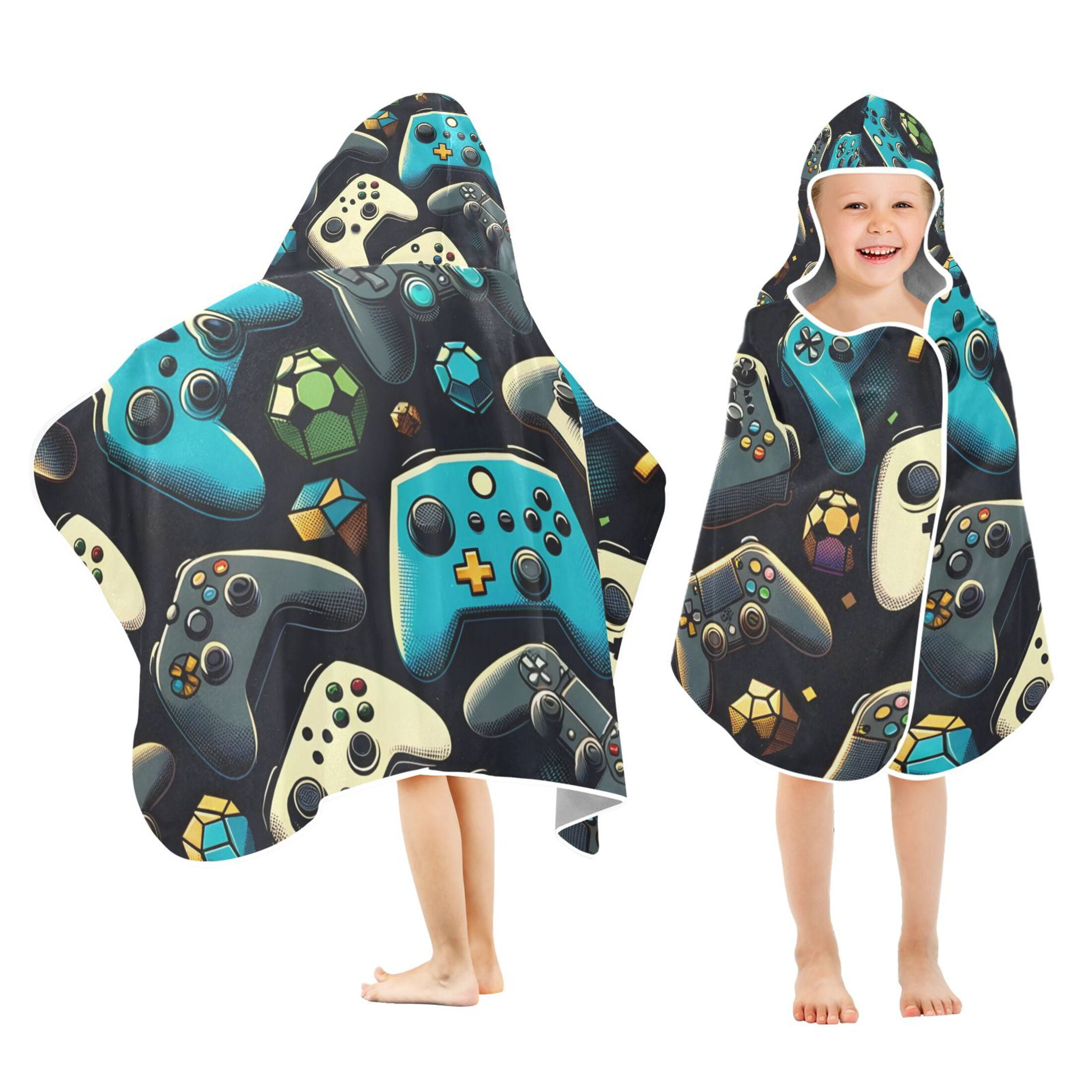 Gaming Controller Toddler Hooded Beach Towel 24" x 50" Kids Bath Towels ...