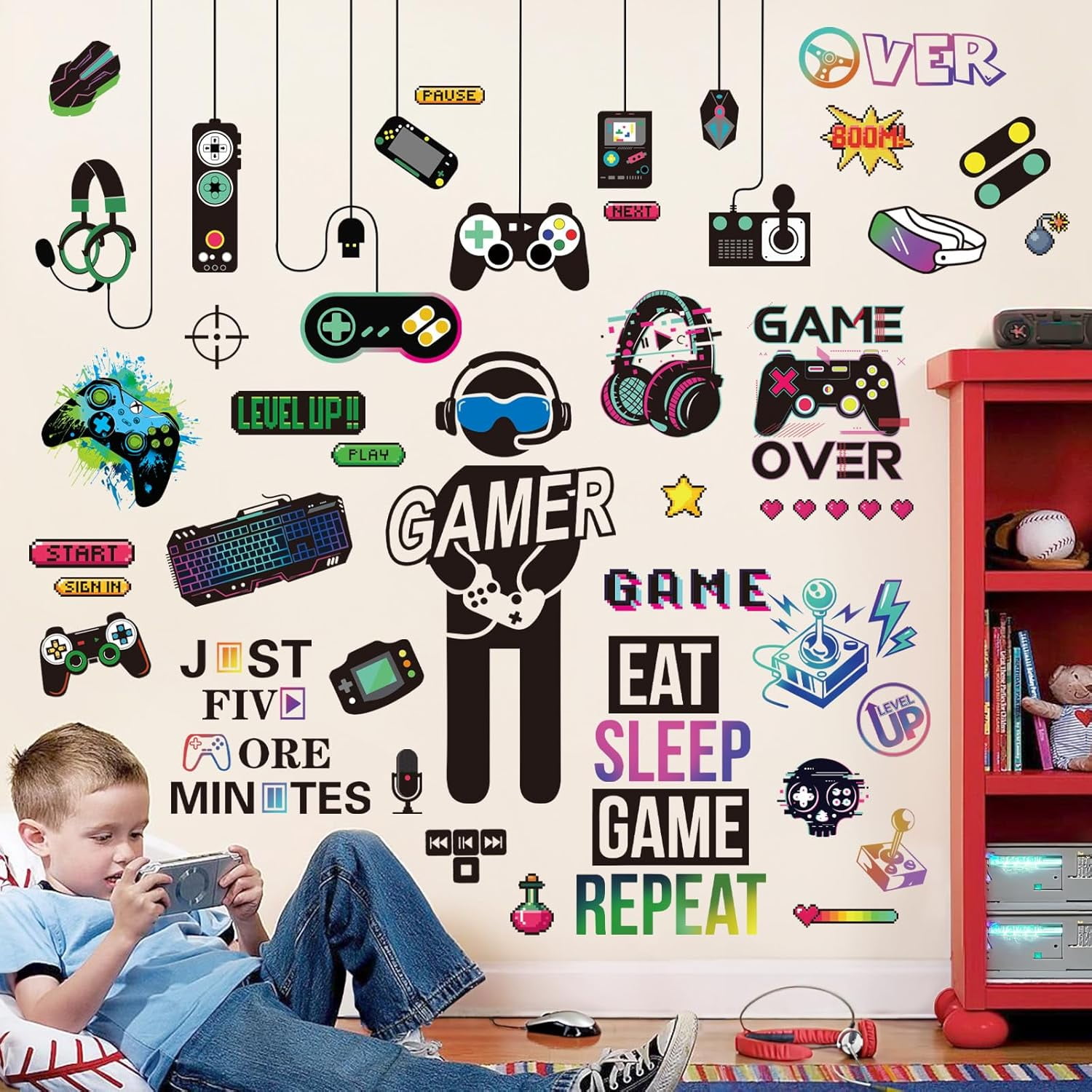 Gaming Controller Wall Decals for Kids Bedroom, Joystick Stickers for ...