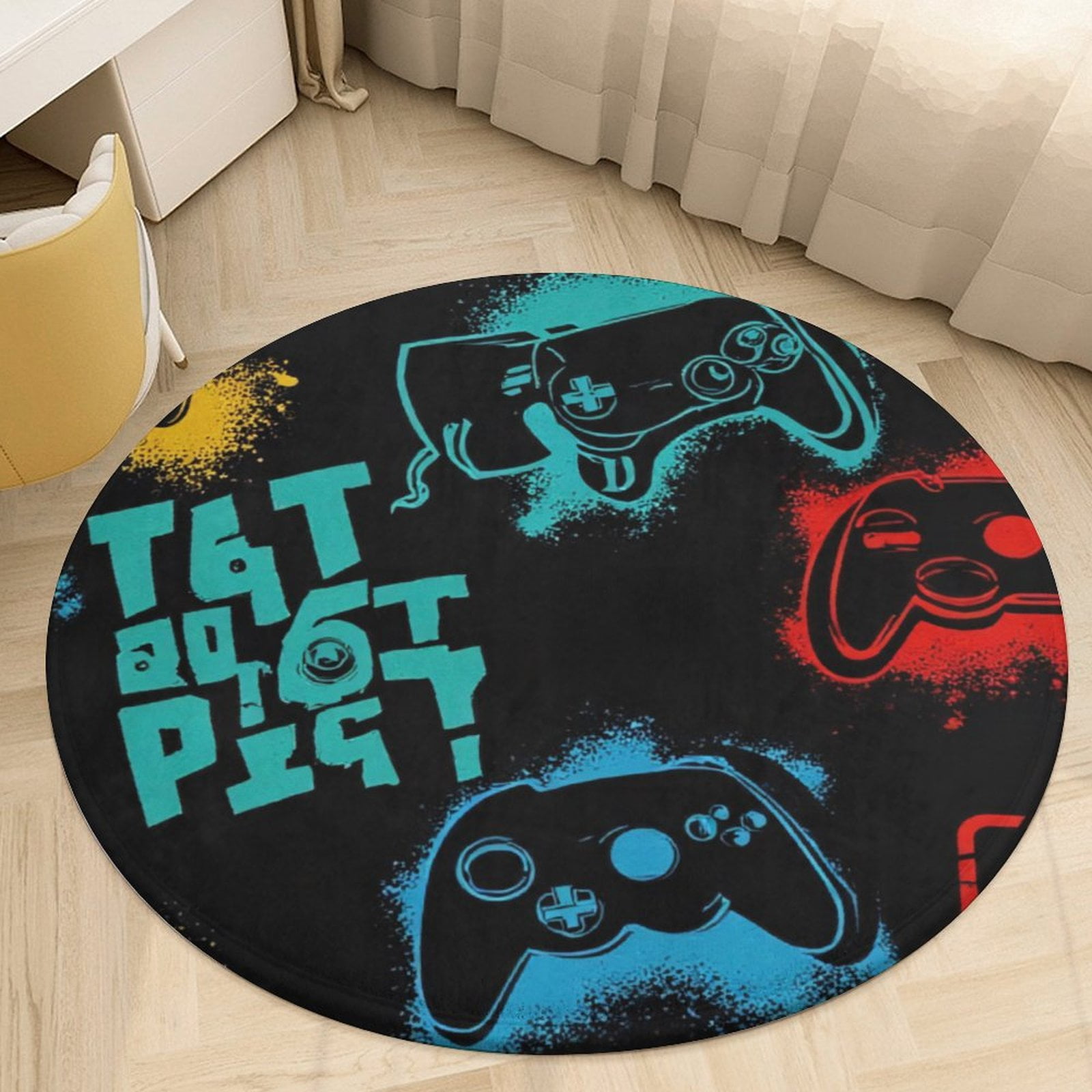 Gaming Controllers Graffiti Art Round Area Rugs for Bedroom Living Room ...