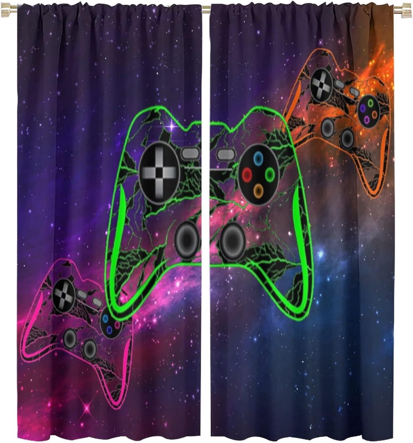 Gaming Curtain for Kids, Video Game Gamepad Controller Gamer Colorful ...