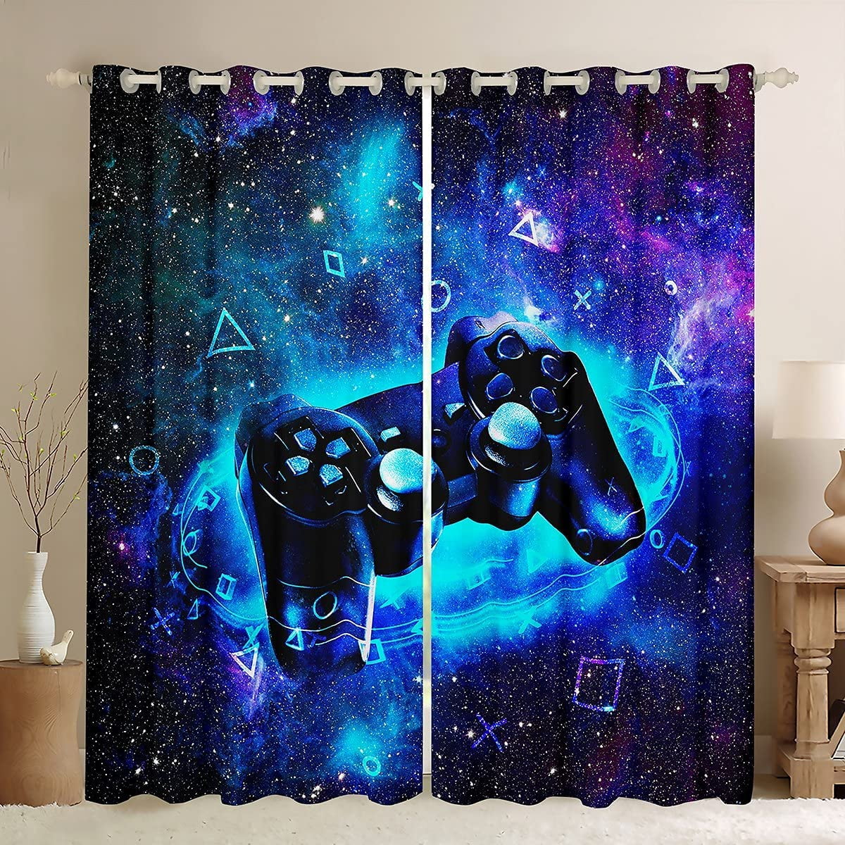 Botoutin Kids Multi 103 Printed Gaming Grommet Curtians, 42 x 63 in (2 ...