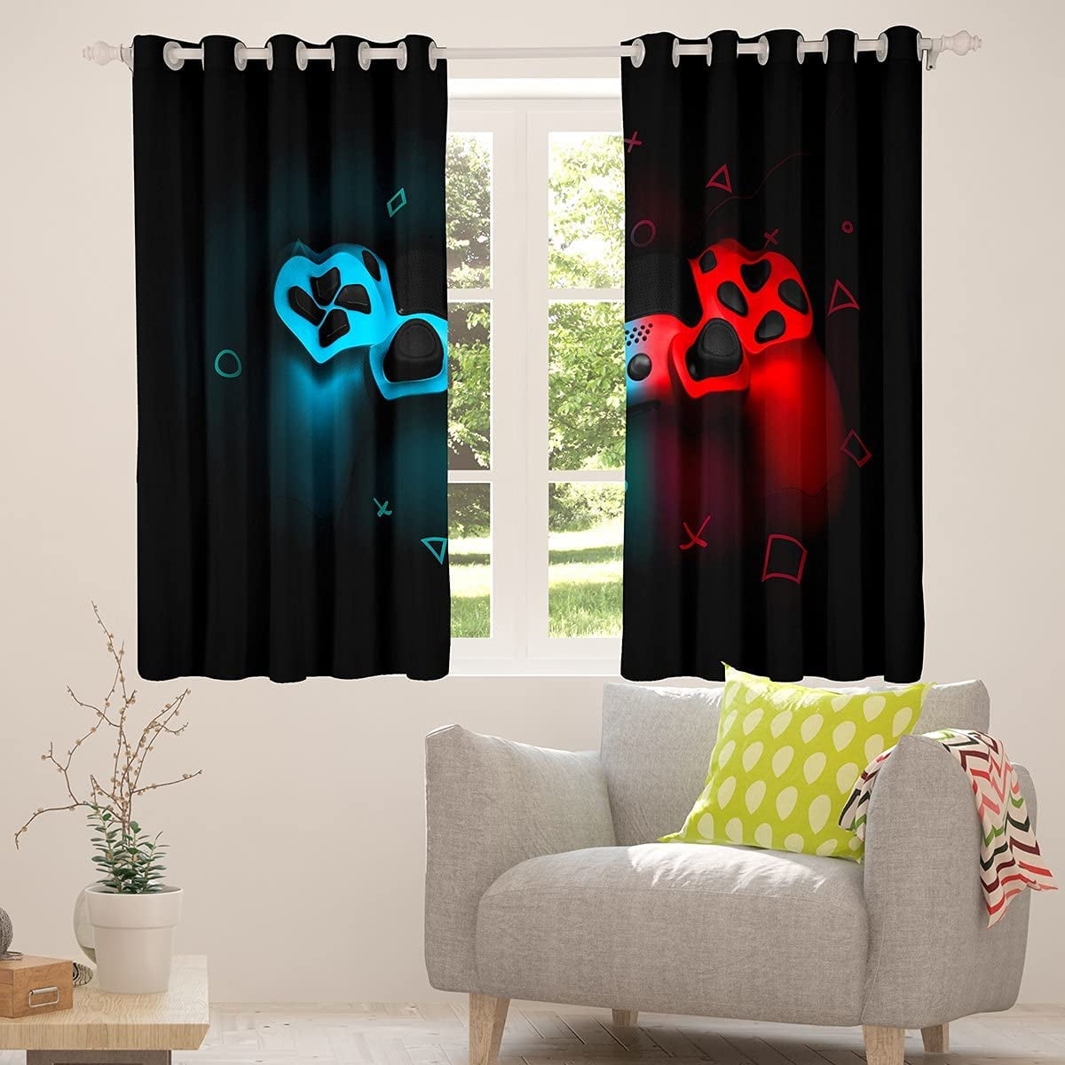 Gaming Curtains for Boys Bedroom Kids Gamer Room Decor Curtain 42W x ...