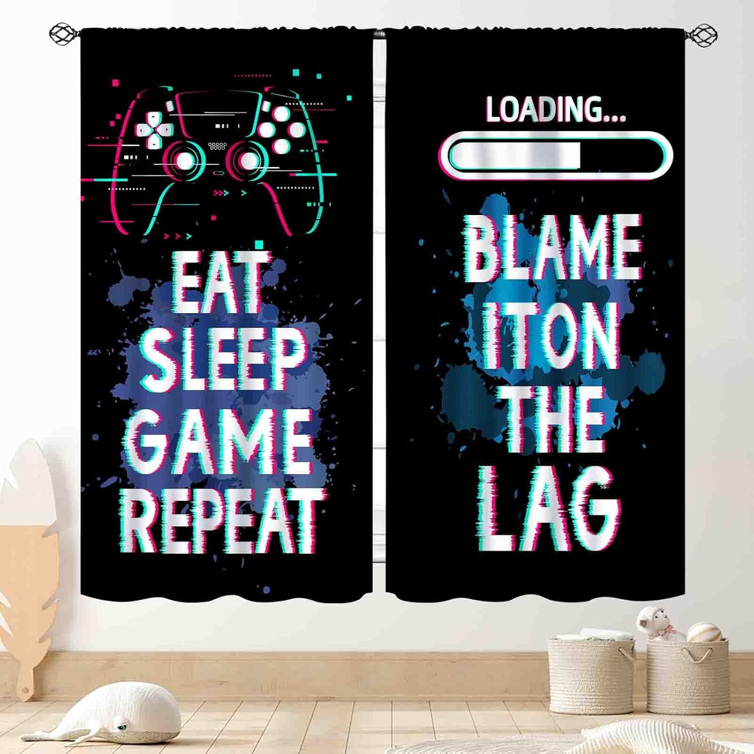 Gaming Curtains for Kids Boys Teens Bedroom, Colorful Game Controller ...