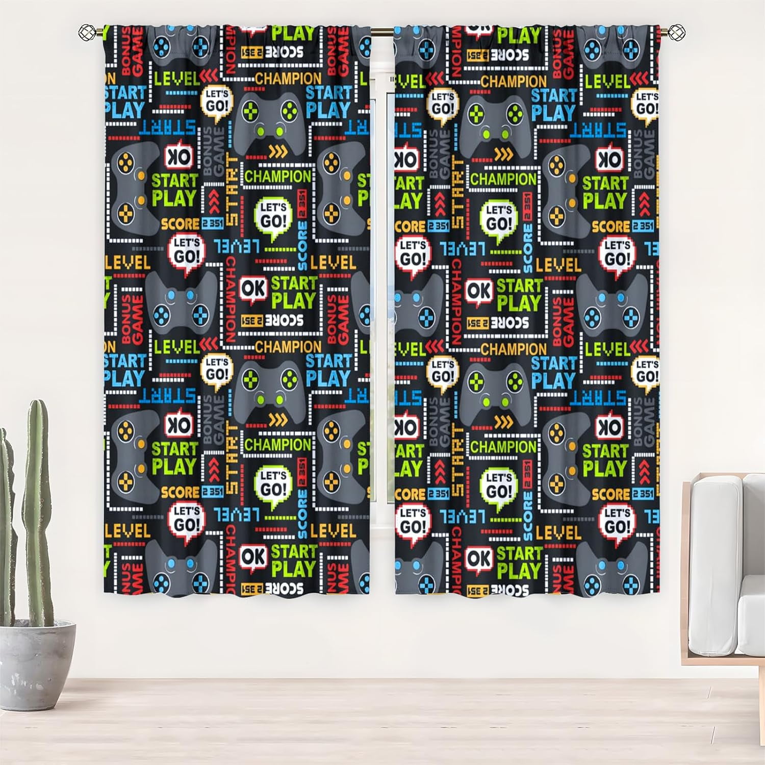 Gaming Curtains for Boys Blackout Video Game Curtains Gifts for Gamer ...
