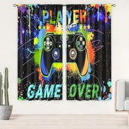 Botoutin Gaming Curtains, 42W x 63L Inches, Black Red Gamer Decor ...