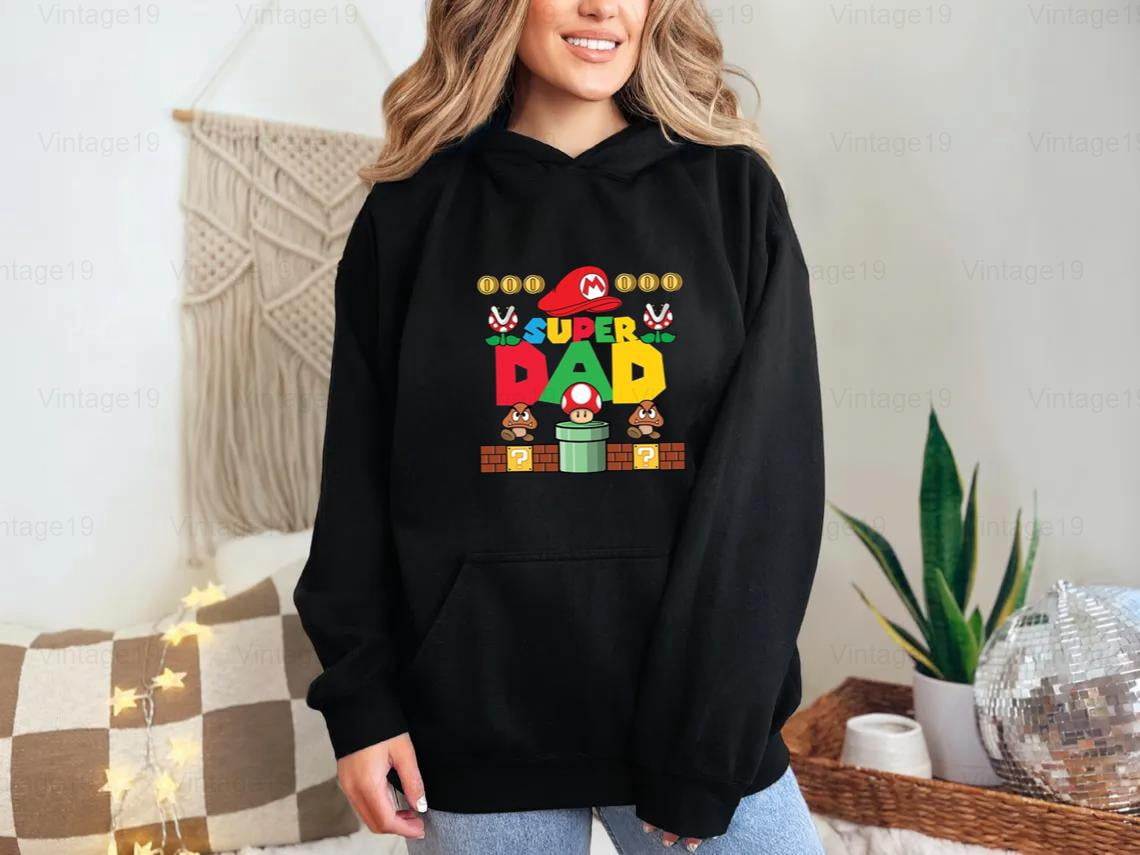 Gaming Dad Hoodie with Super Papa Retro Video Game Style, for men ...