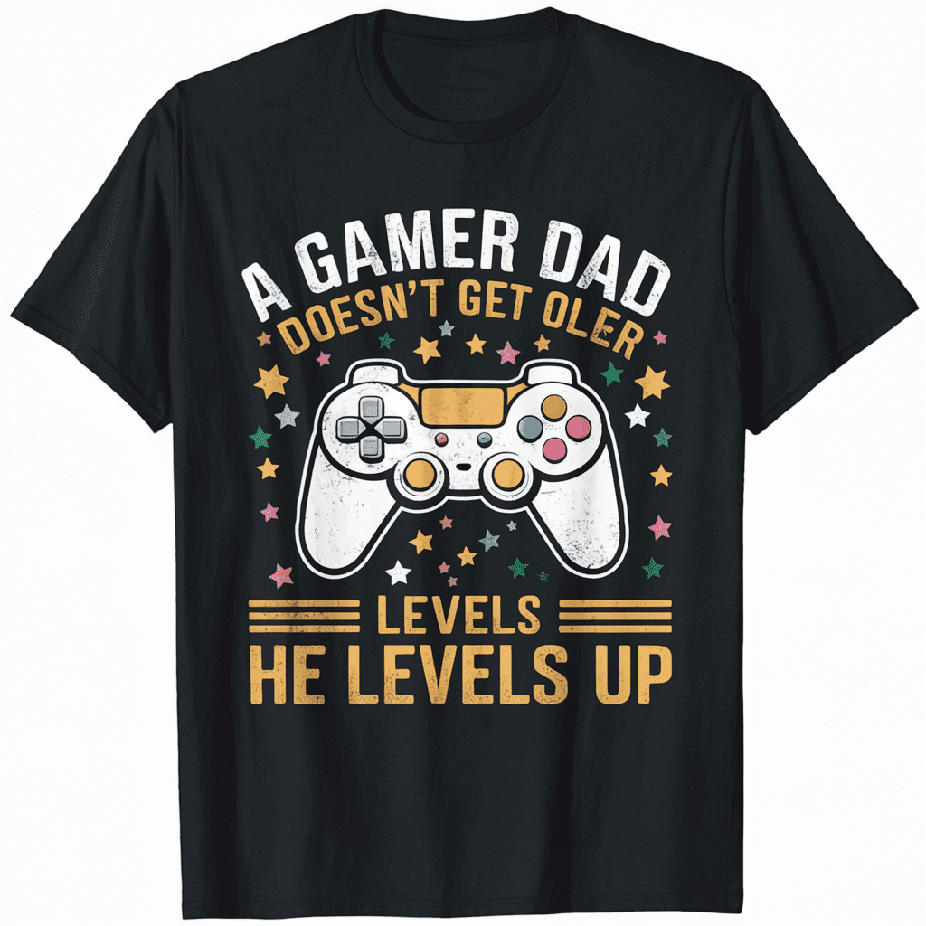 Gaming Dad I Don't Age I Level Up Funny Video Gamer Dad T-Shirt ...