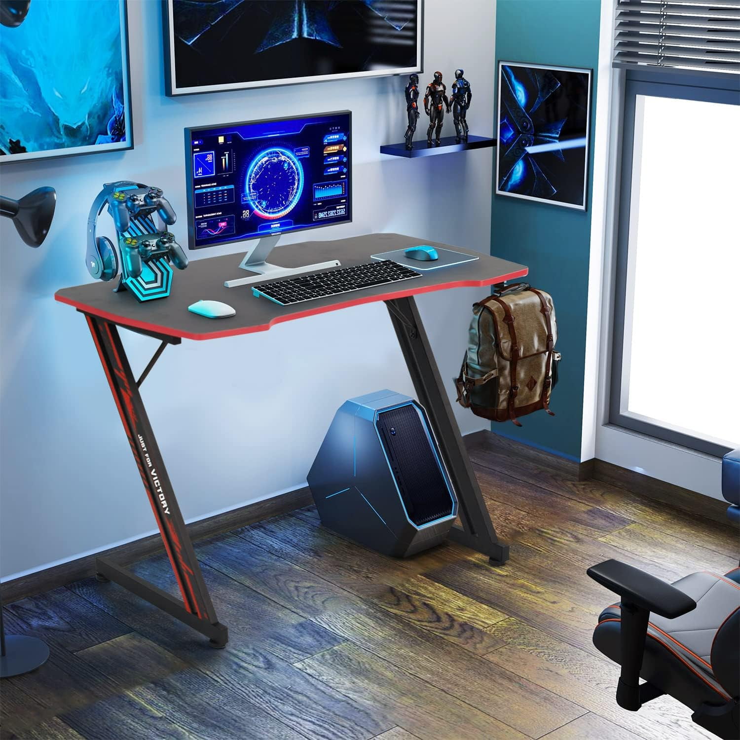 Gaming Desk 39.4'' Computer Desk Gaming Table Z Shaped Gaming ...