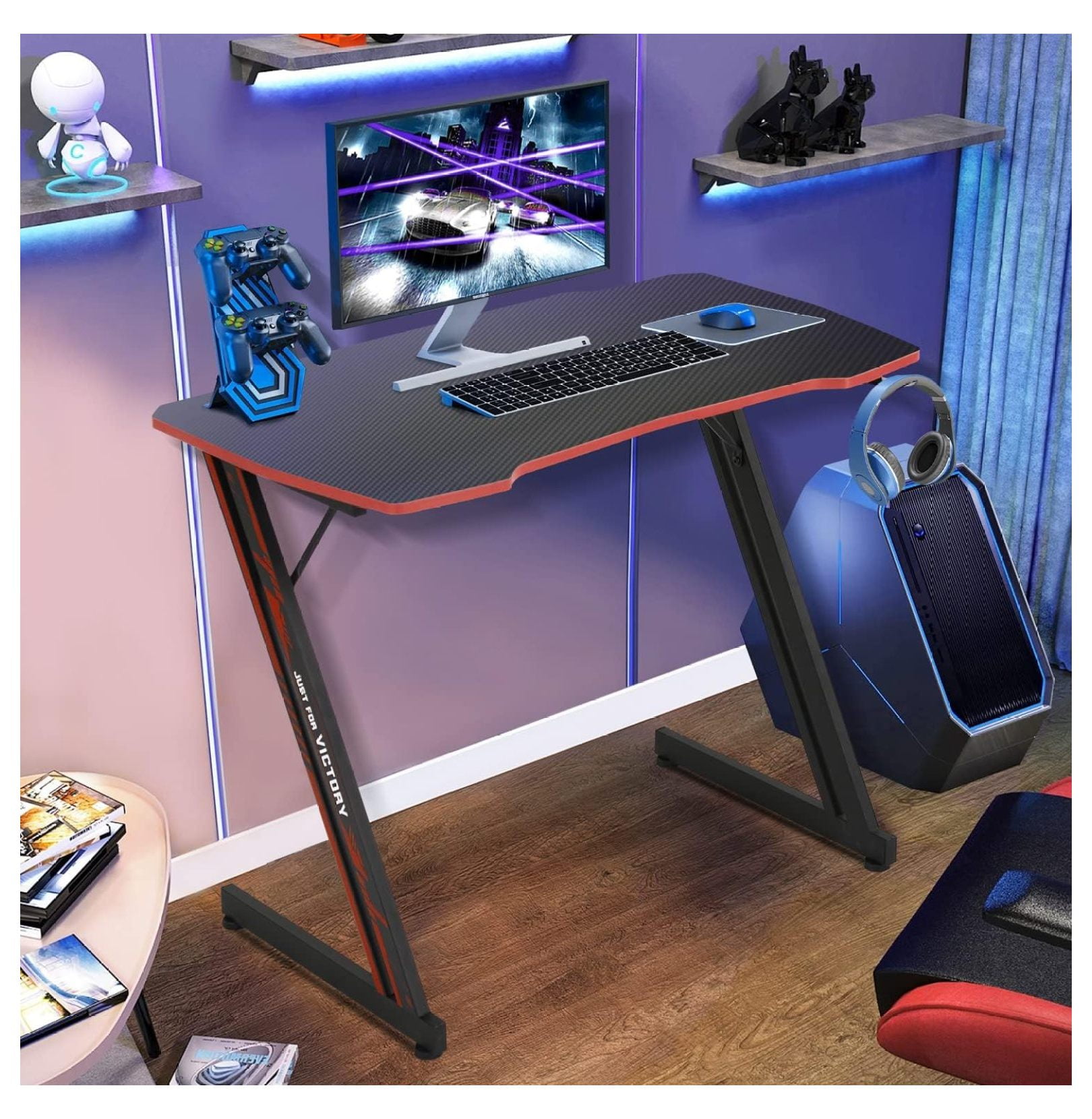 Gaming Desk 39.4 inch Z-Shaped Computer Desk PC Computer Table Home ...