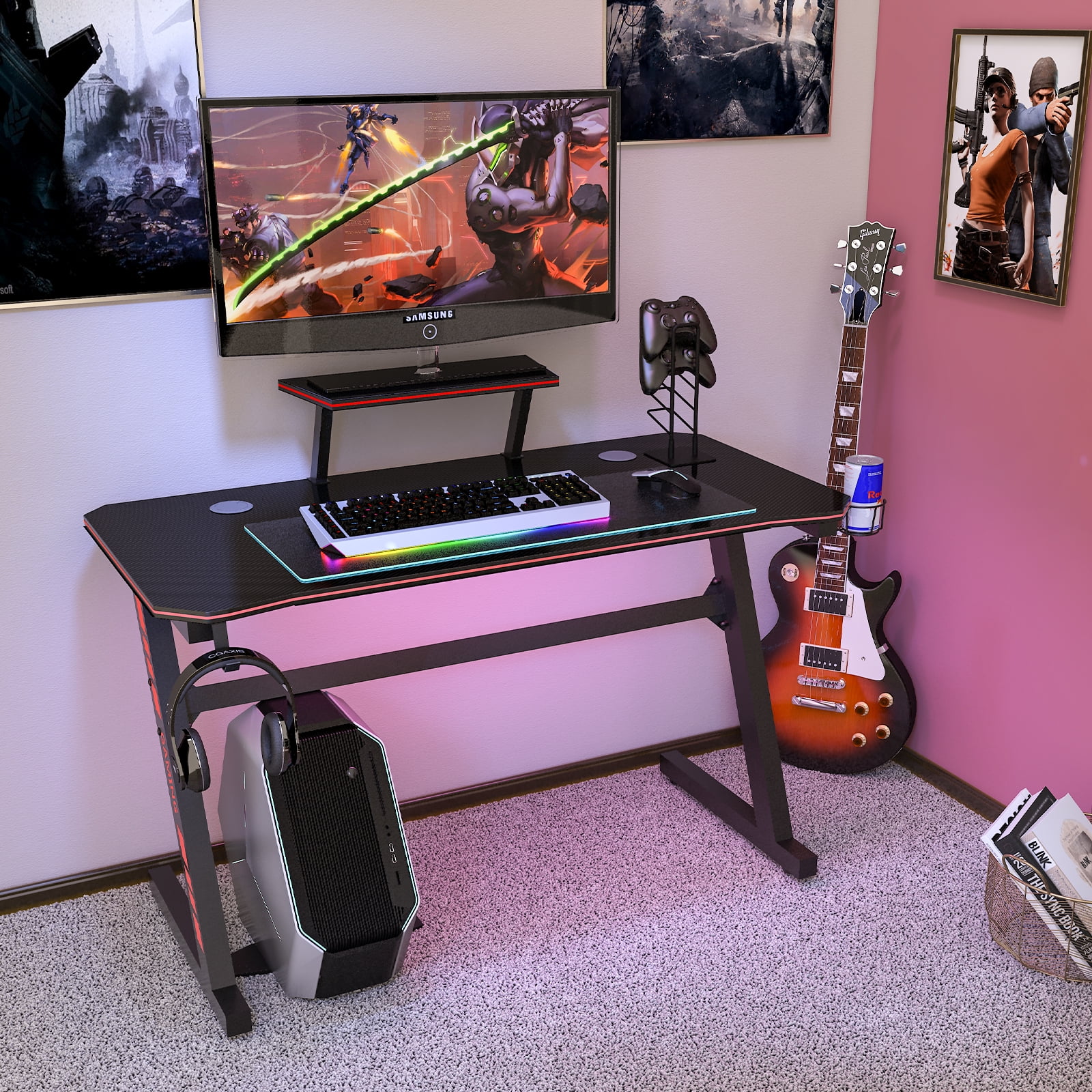 Gaming Desk 47 inch PC Computer Desk, Home Office Desk Gaming Table Z ...