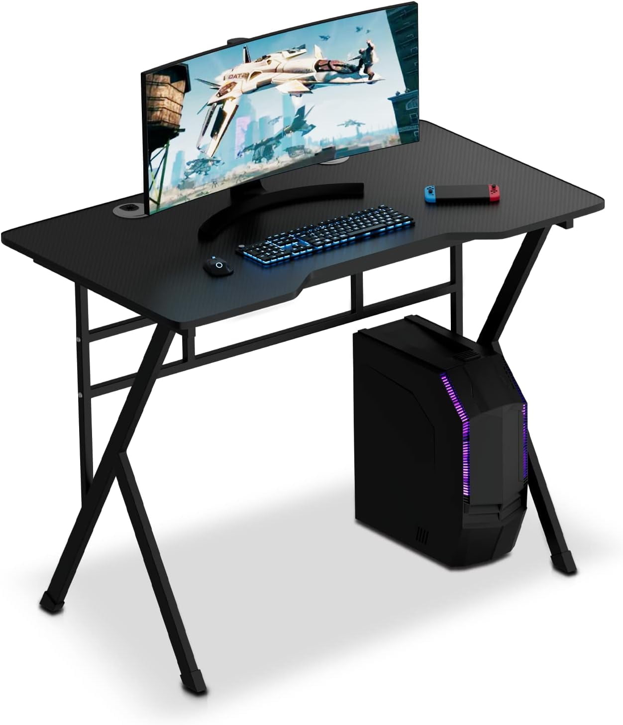 Gaming Desk Modern Design Black X-Shape Gamer Workstation Home Computer ...