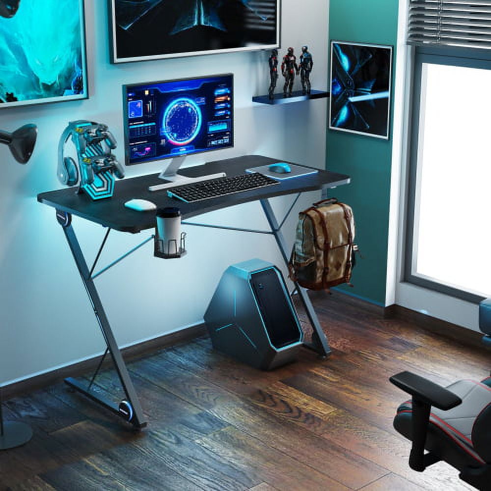 Gaming Desk, Z-Shaped Professional E-Sport Gamer Workstation With Led ...