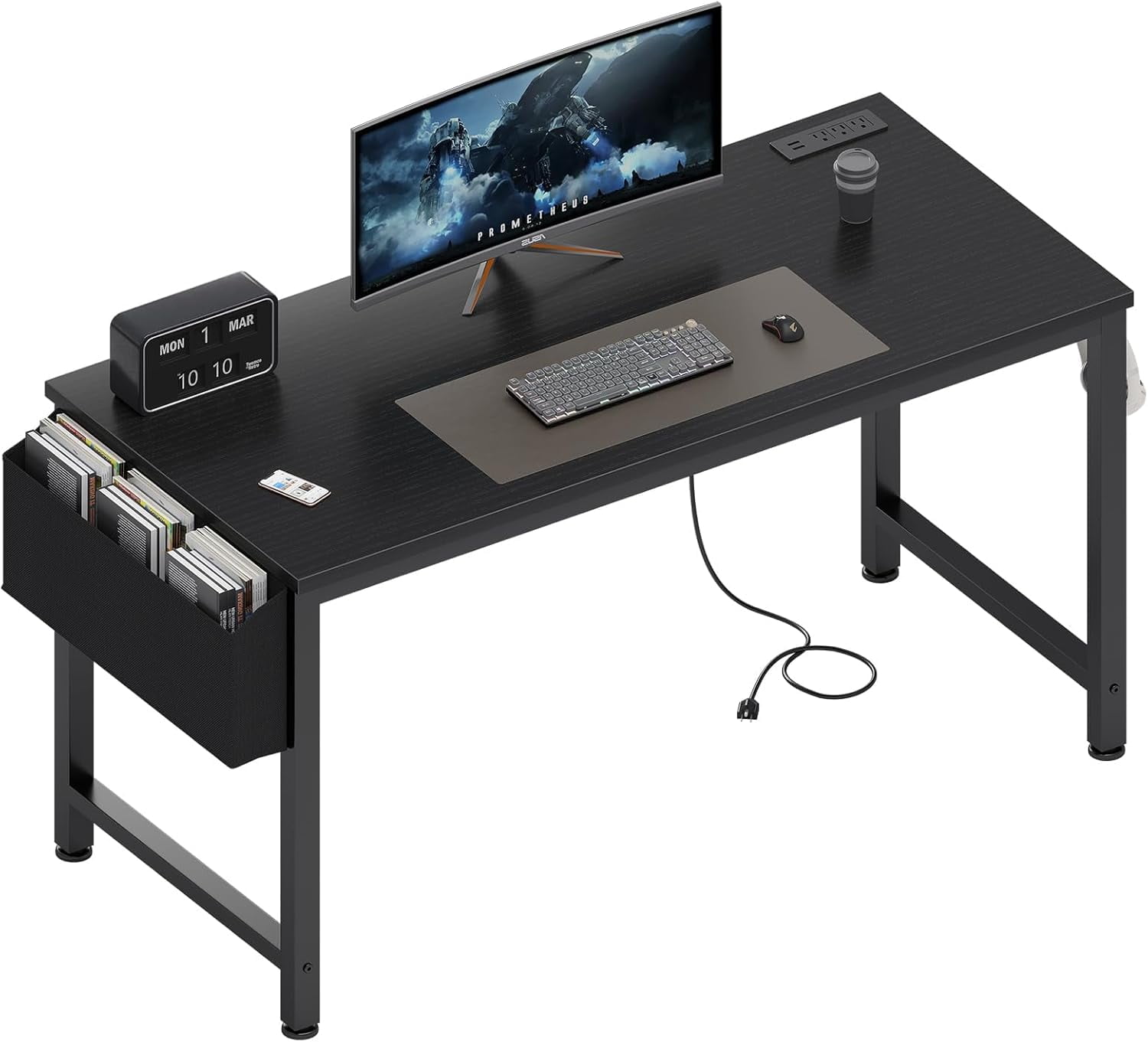 Gaming Desk with Power Outlet, 47 inch Teen Study Table Home Office ...