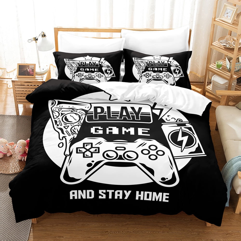 Gaming Duvet Cover Gamer Bedding Sets Boys Blue Game Gamepad Controller ...
