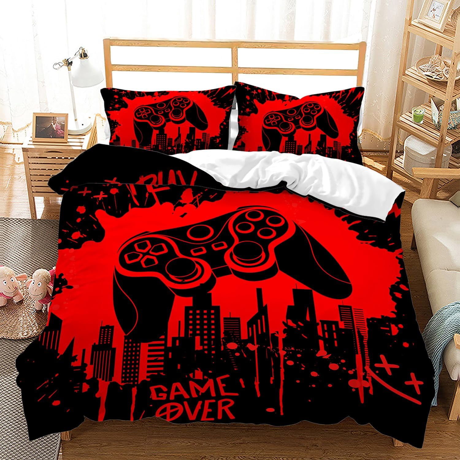 Gaming Duvet Cover Set for Boys Kids, Comforter Cover Sets Video Games ...