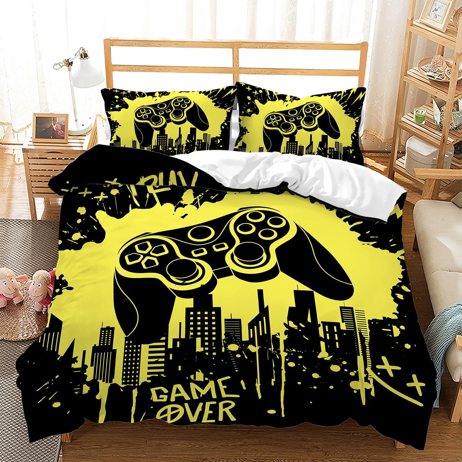 Gaming Duvet Cover Set for Boys Kids, Comforter Cover Sets Video Games ...