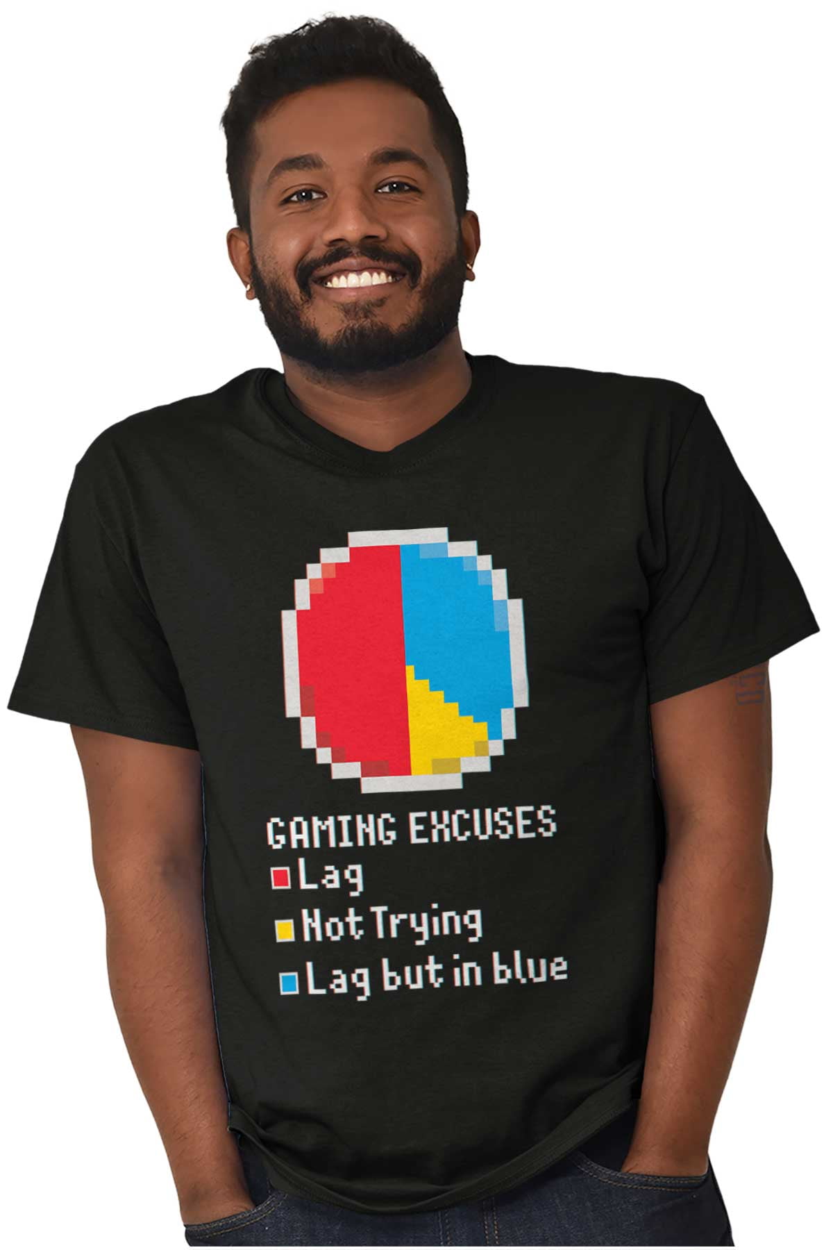 Gaming Excuses Pixelated Lag Video Gamer Men's Graphic T Shirt Tees ...