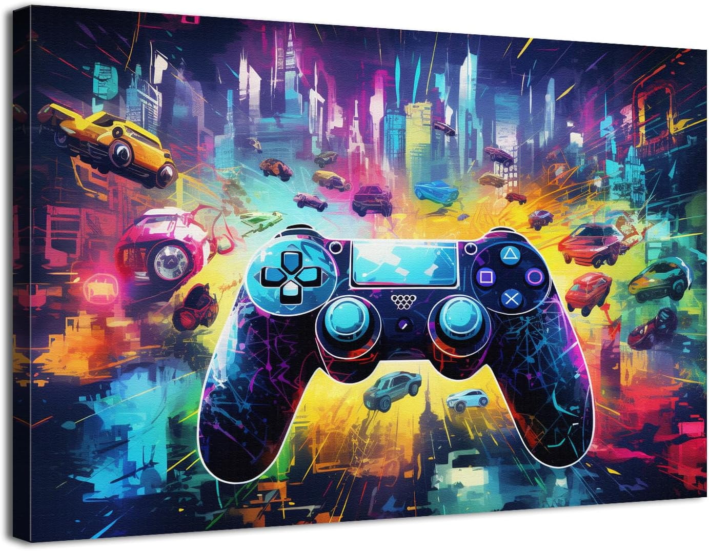 Gaming Graffiti Canvas Wall Art Gamepad Poster Gaming Room Decor for ...