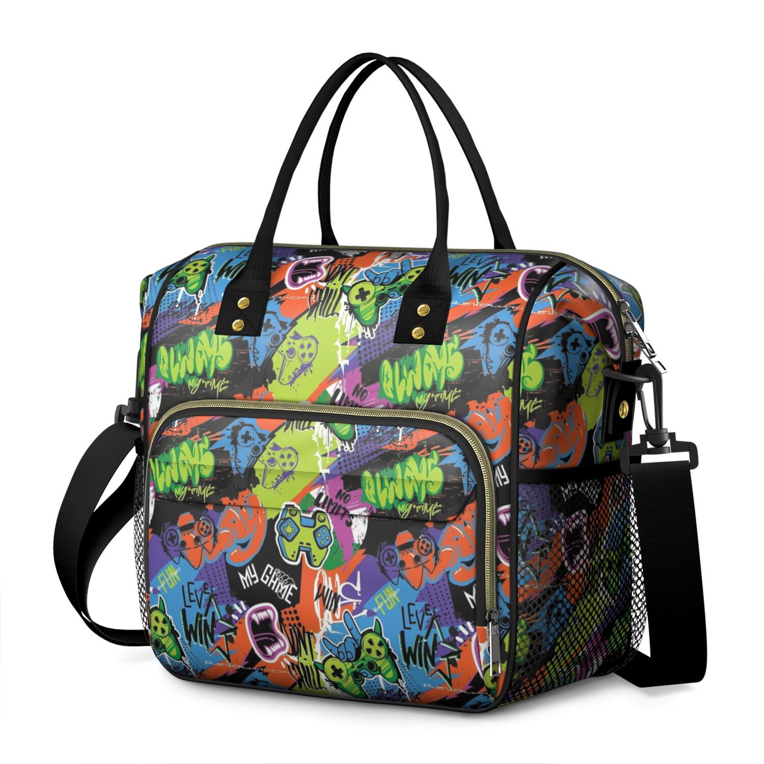 Gaming Graffiti Pattern Lunch Box for School,Insulated Large,Lunch Bag ...