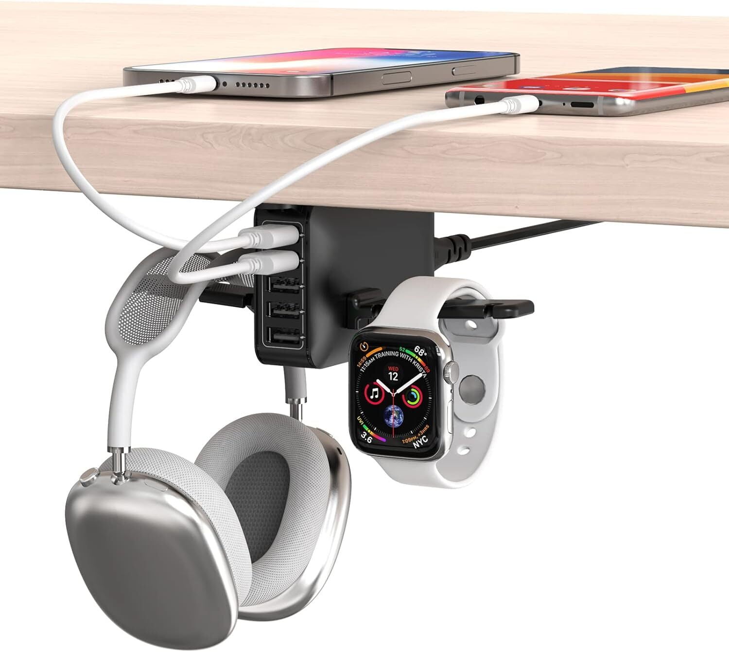 Gaming Headphone Headphone Stand Hook, Dual Headphone Stand with 5-Port ...