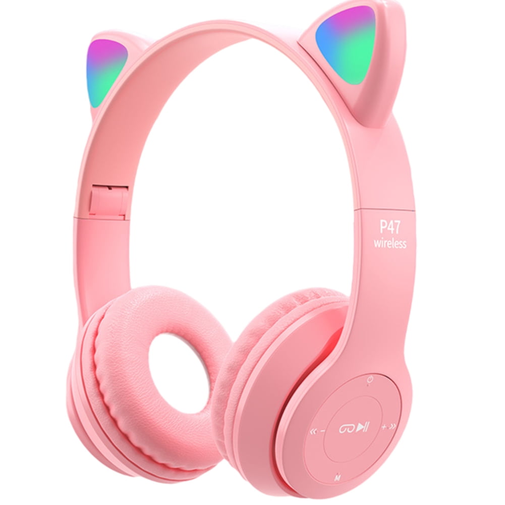 Gaming Headset, Cat Ears Headset Cute Over Ear Stereo Wireless ...