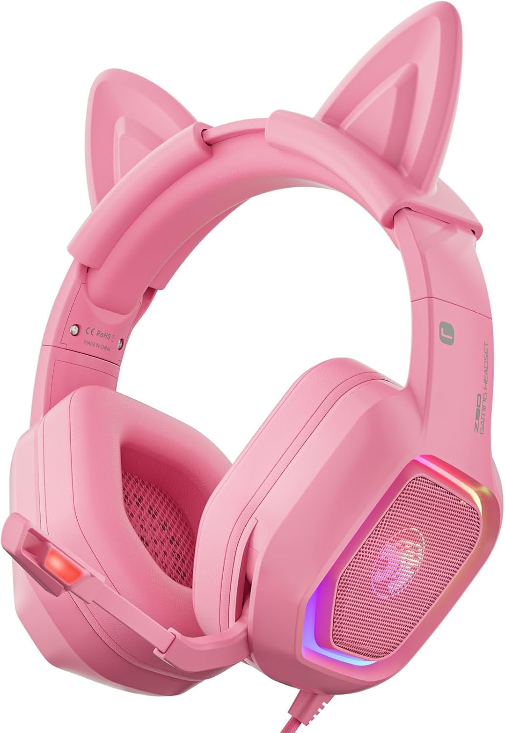 Gaming Headset with Detachable Cat Ears, Compatible PS4 PS5 Xbox One PC ...