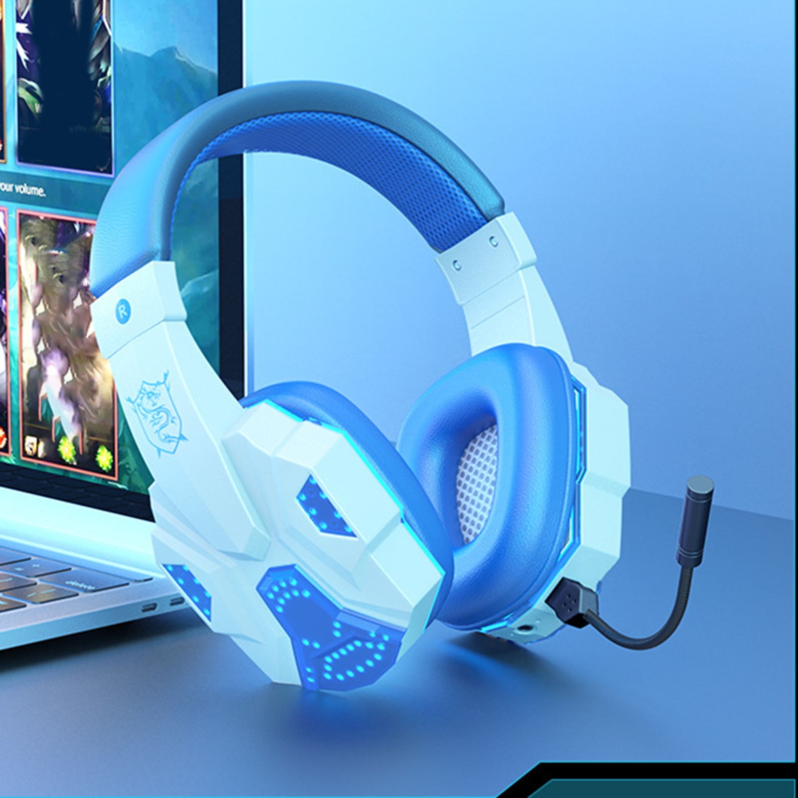 Gaming Headset, Hwkond Wireless Bluetooth Over-Ear Headphones With ...