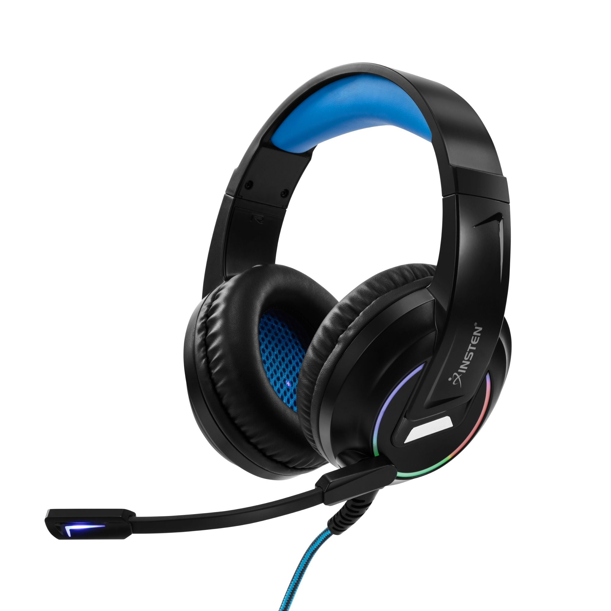 Insten Wired Gaming Headset, 40mm Driver, Blue LED, Noise Canceling Mic ...