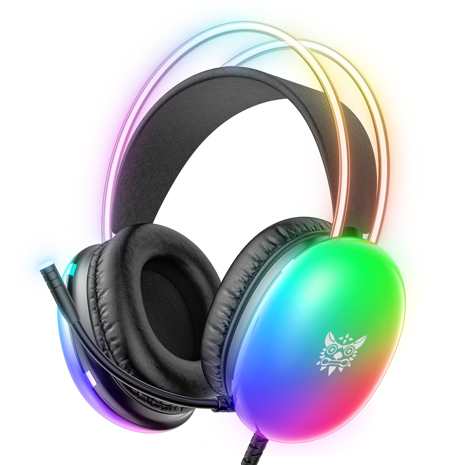 Gaming Headset with Microphone,RGB Rainbow Lighting, PC Wired ...