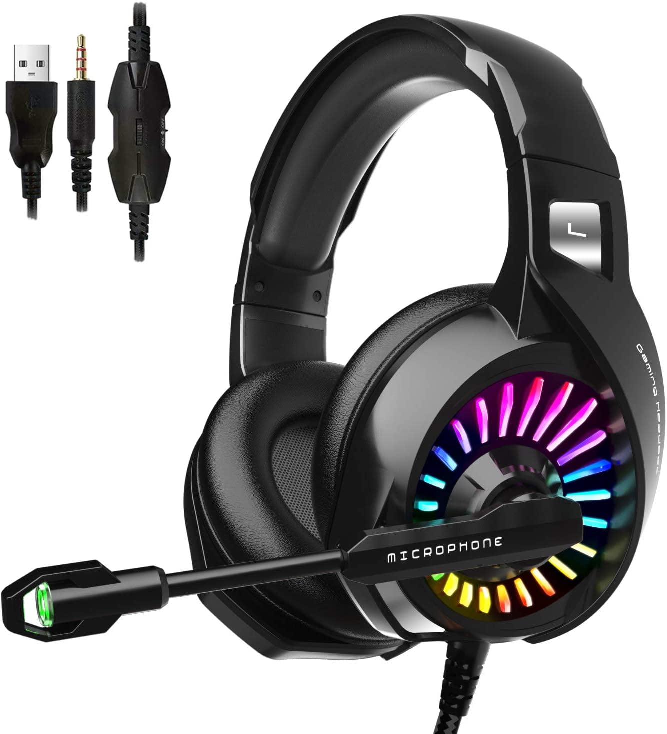 Gaming Headset with Microphone， Headset Xbox One Headset with RGB Light ...