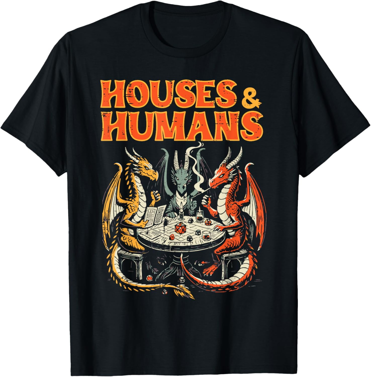 Gaming Houses Humans Funny Rpg Parody Gamer Men Boys Kids T-Shirt,Full ...