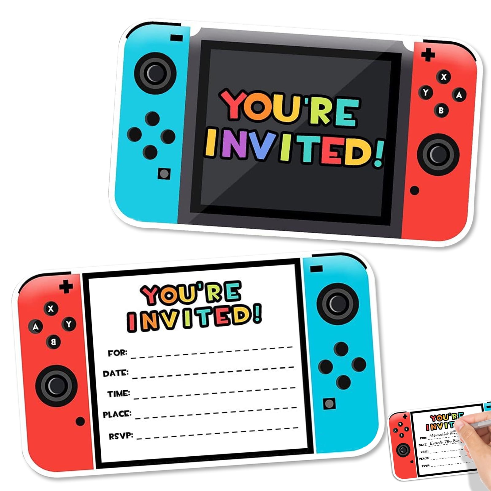 Gaming Invitation Cards, Pack Of 15 Gaming Game Invitation Cards ...