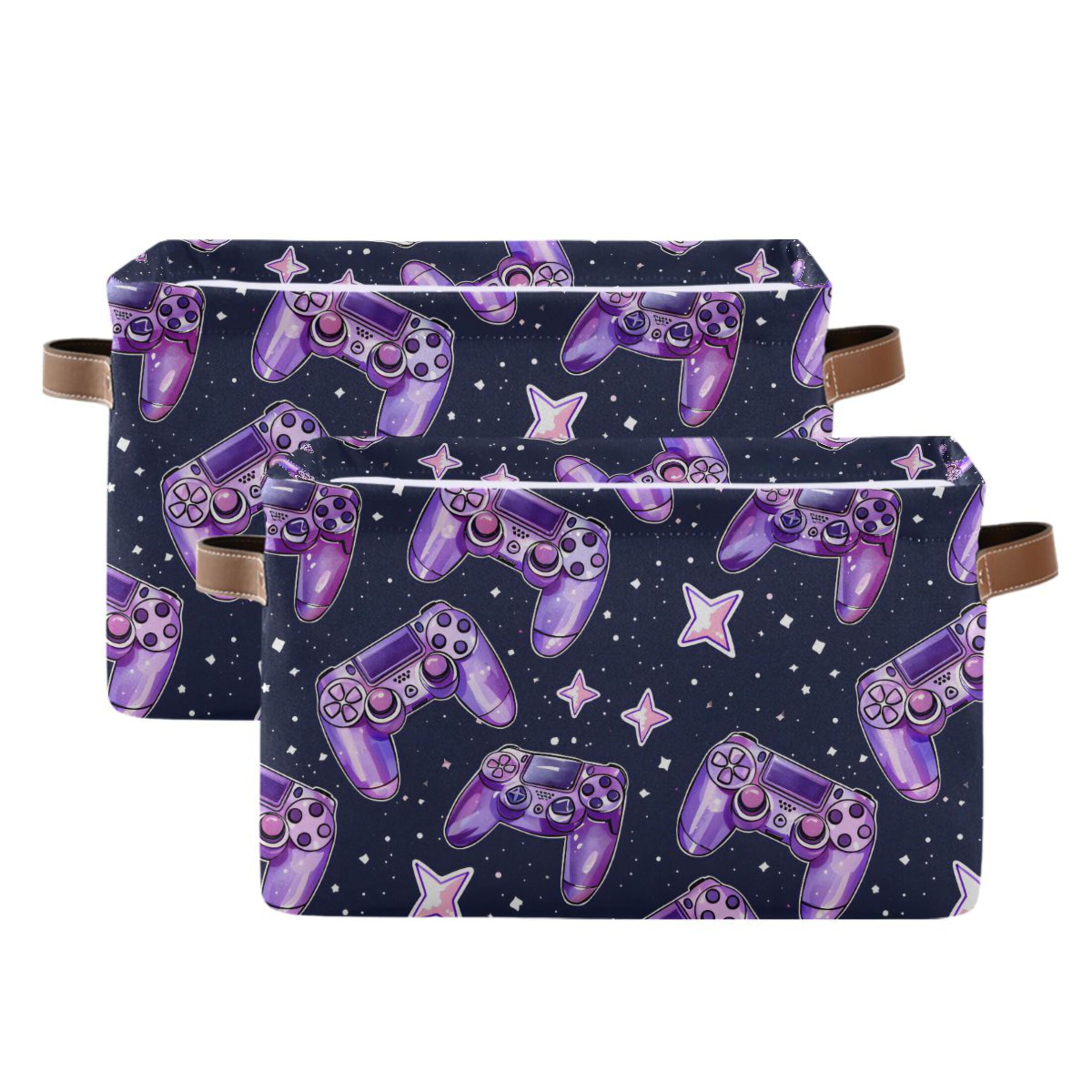 Gaming Joystick and Star Storage Bins with Handle Fabric Organizer ...