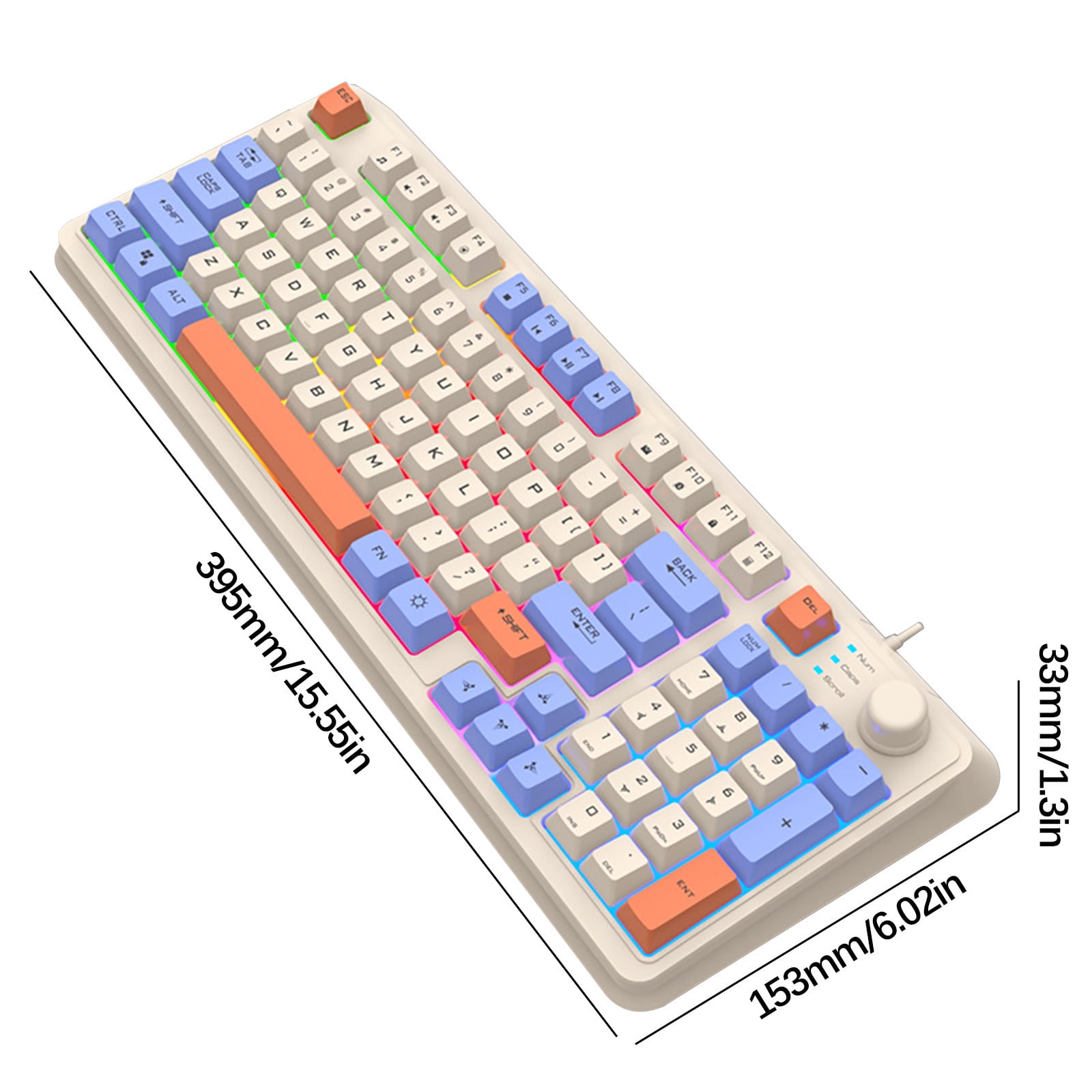 Gaming Keyboard 104 Keys Wired USB Colorful RGB Backlight Keyboard ...