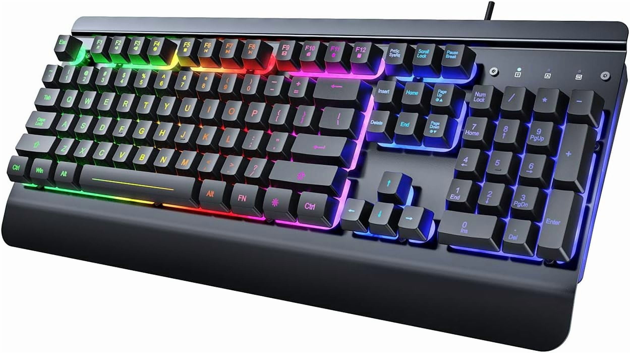 Gaming Keyboard, 104 - Panel, Rainbow Backlit Silent Computer Keyboard ...