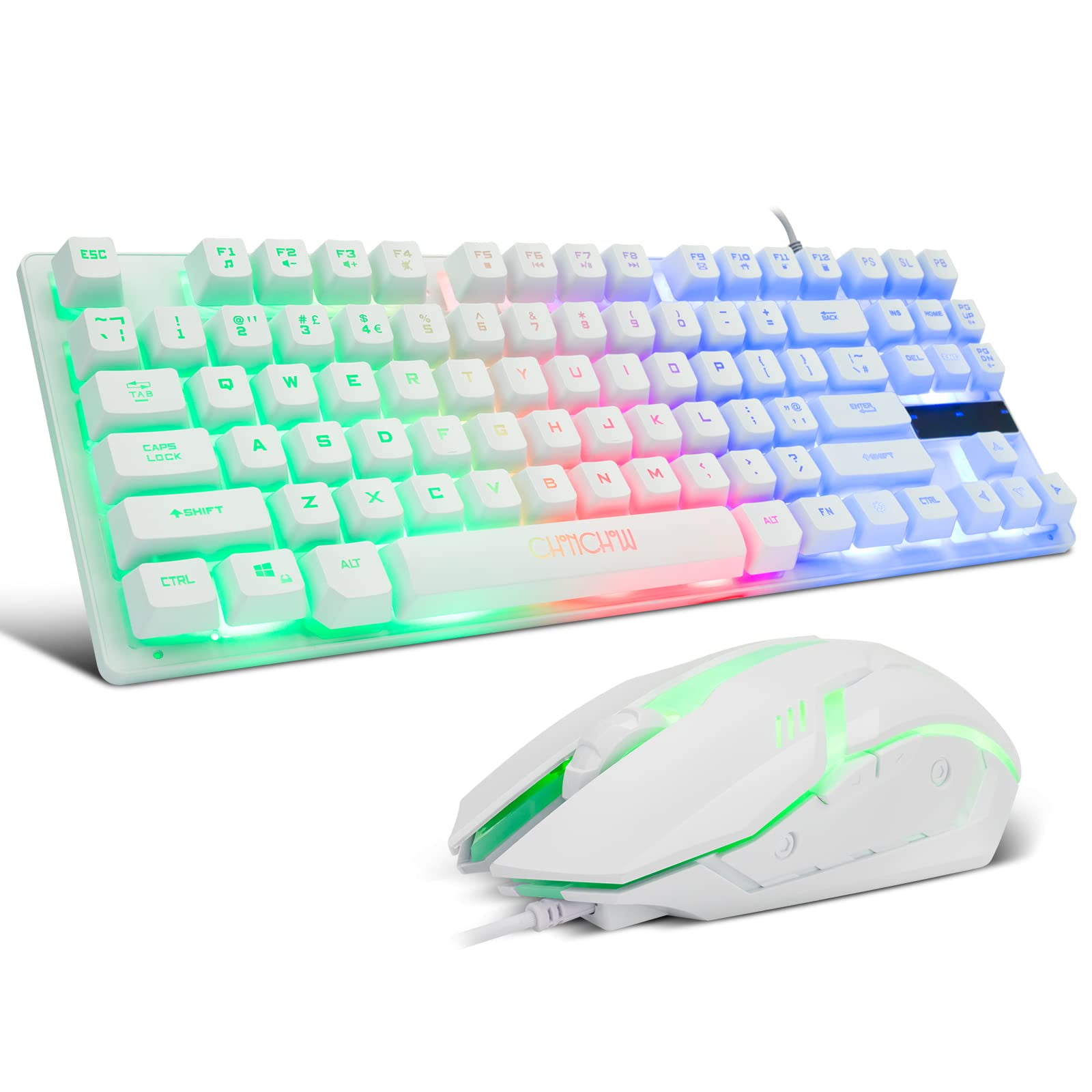 Gaming Keyboard 87 Key TKL Wired Keyboard,CHONCHOW Rainbow Led Backlit ...