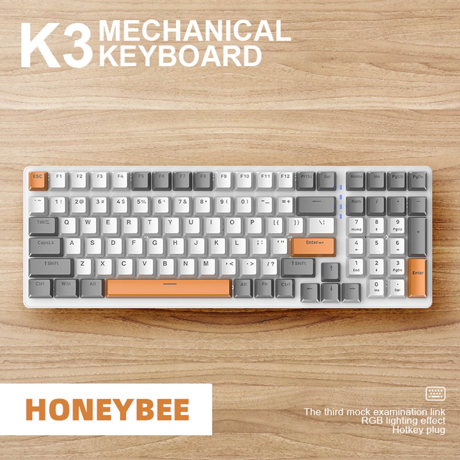Gaming Keyboard Full Size Mechanical Keyboard 100 Keys Wired Gaming ...