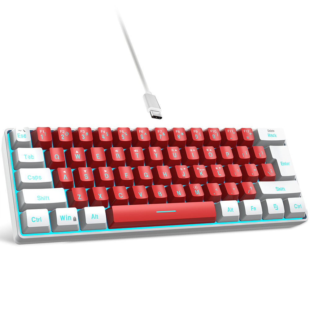 Gaming Keyboard Mechanical 61 Keys Portable Wired Keyboard Silence ...